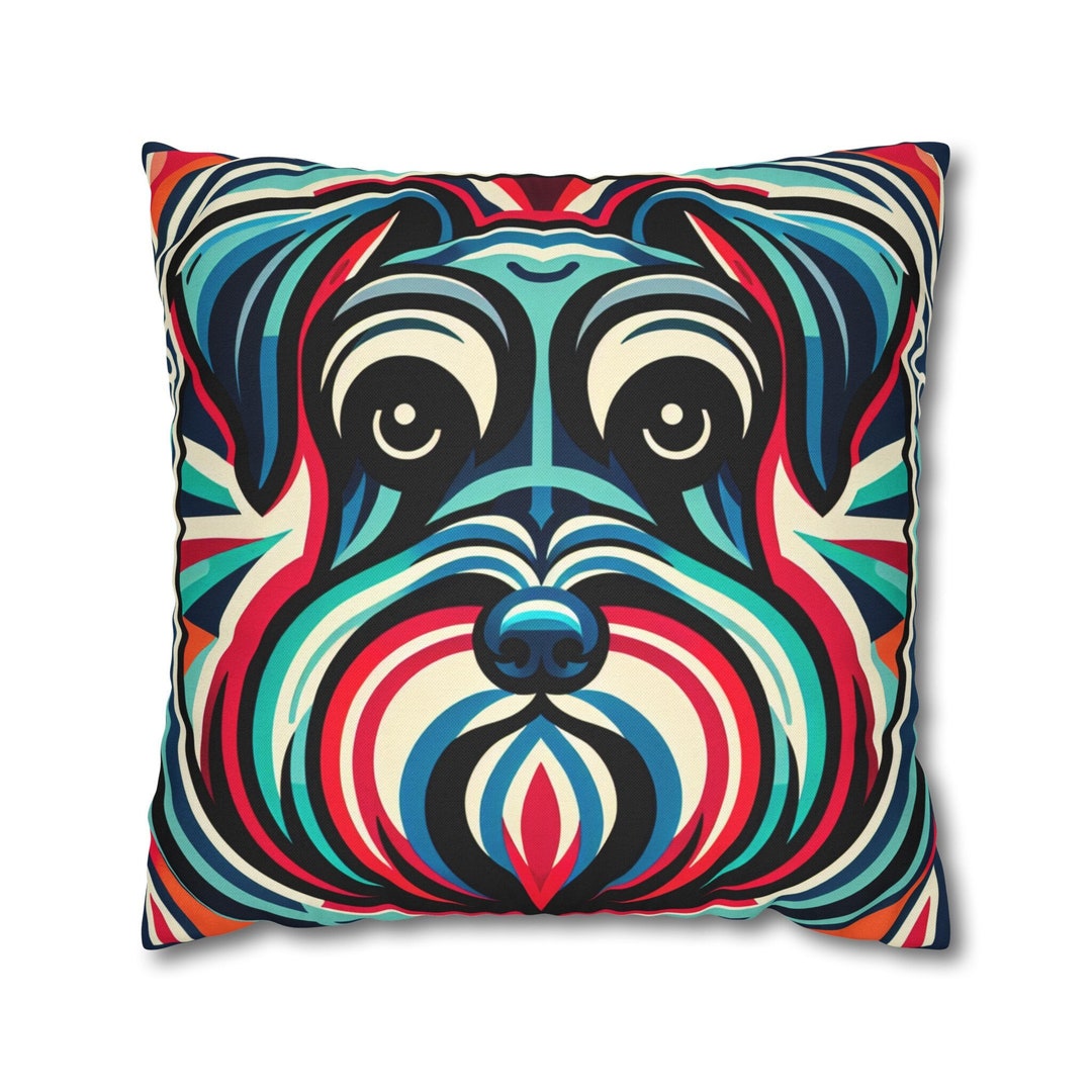Art Deco Schnauzer Dog Pillow Cover, Schnauzer Design Pillow Cover, Dog ...