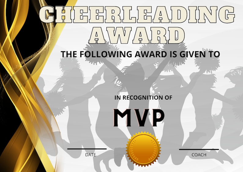 Cheerleading Awards Certificate Bundle 1 - Etsy