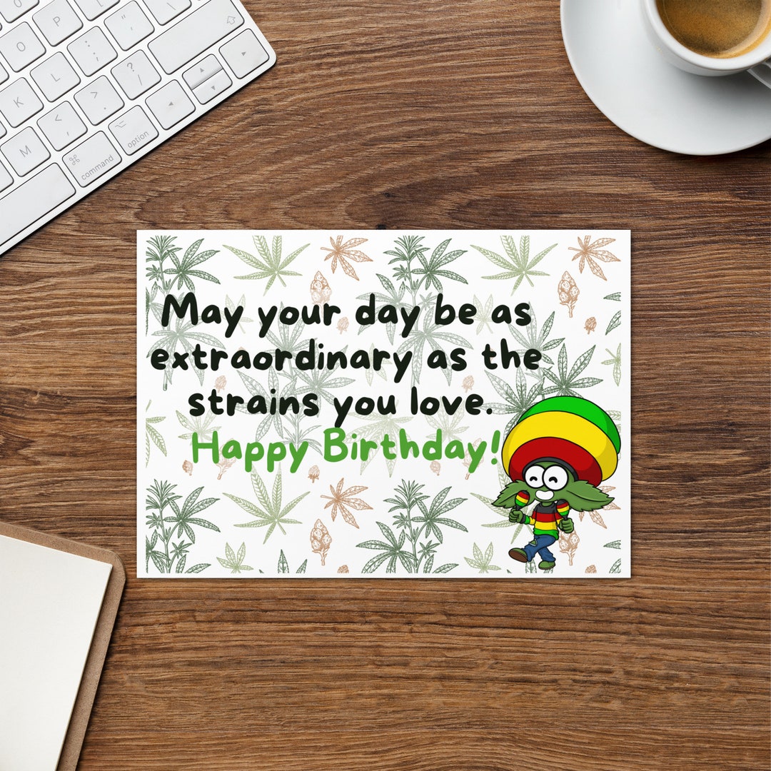 Cannabis Themed Birthday Card - Etsy