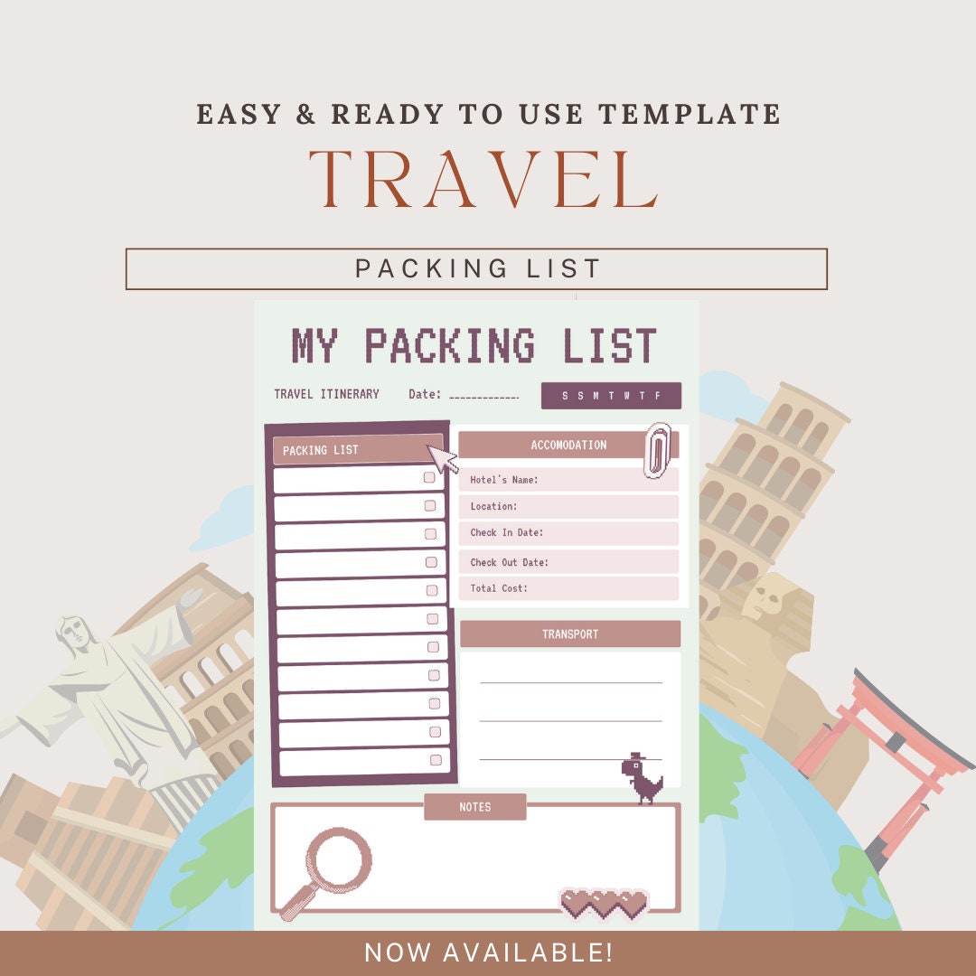 Ultimate Travel Packing List - Digital Download - Etsy