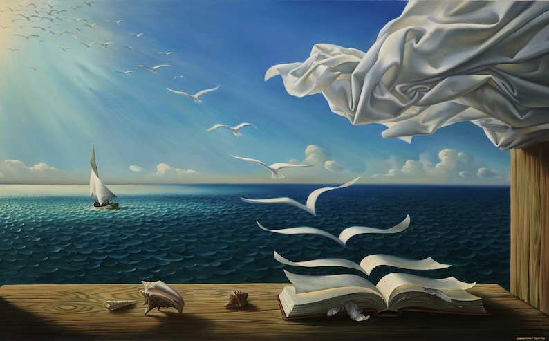 Salvador Dali Book to Birds Canvas - Etsy
