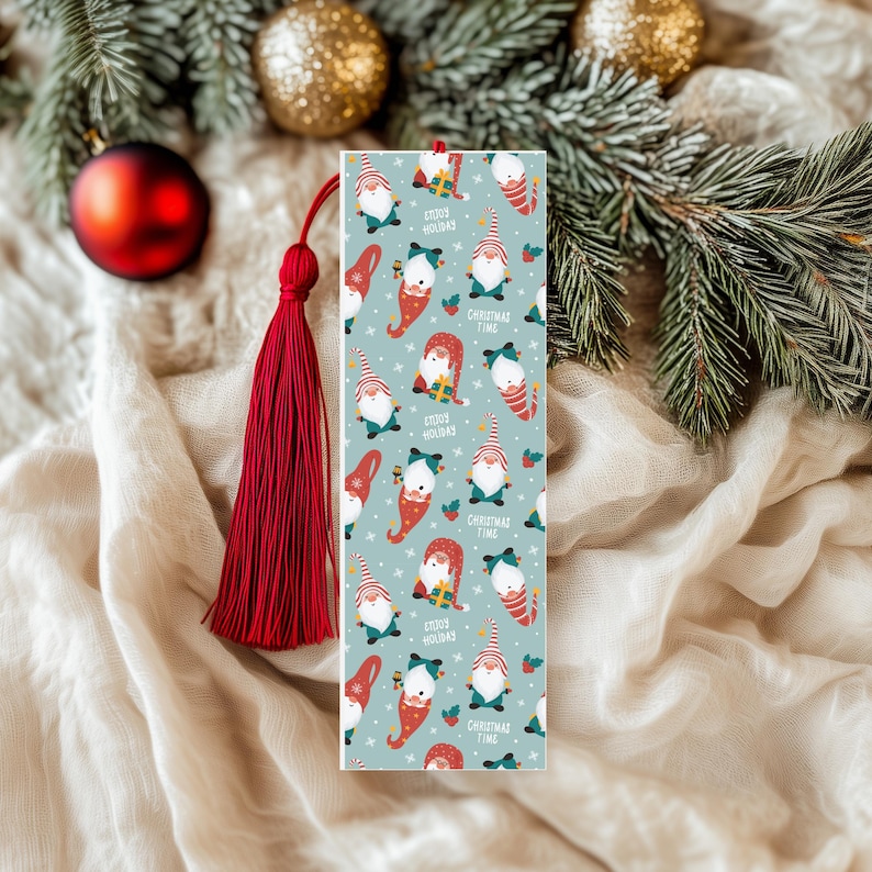 Christmas Printable Bookmarks, Holiday Bookmarks, Gingerbread, Gnomes ...