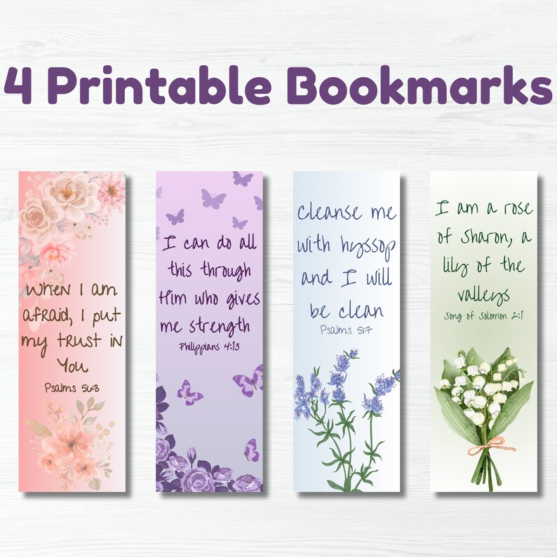 Bible Verse Printable Bookmarks, Digital Bookmarks, Digital Bible ...