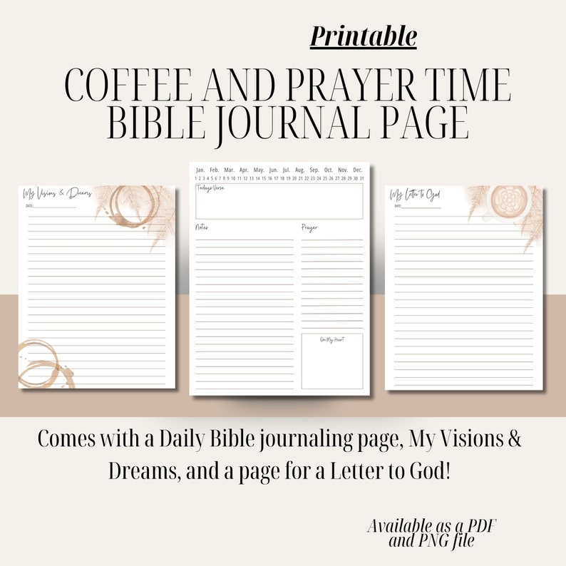 Coffee and Prayer Time Journal, Printable Bible Page, Daily Bible ...