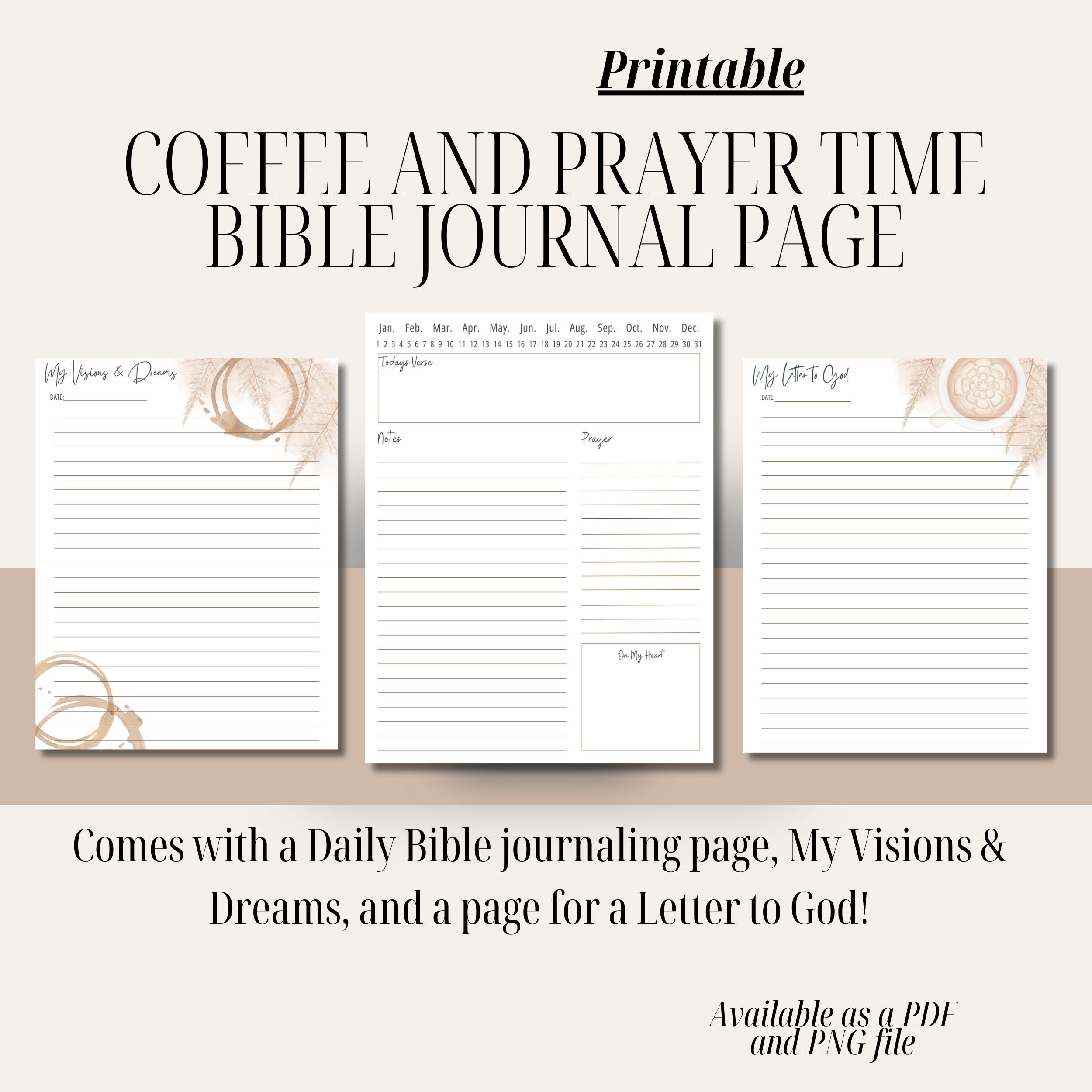 Coffee and Prayer Time Journal, Printable Bible Page, Daily Bible ...