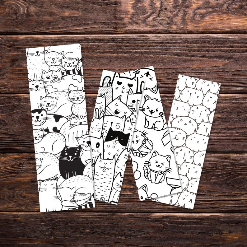 Cat Coloring Printable Bookmark, Cat Coloring Page, Coloring Printable ...