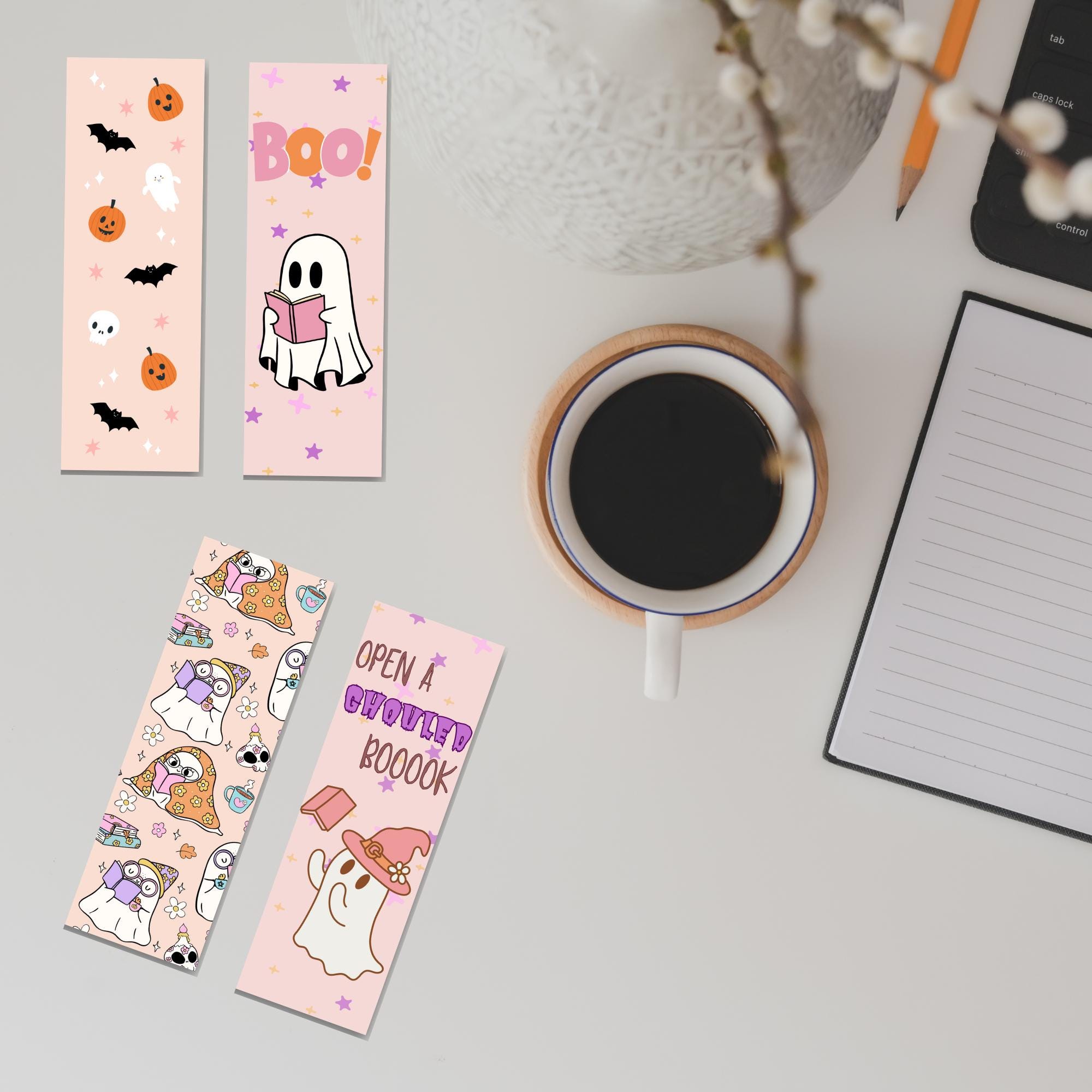 Cute Halloween Printable Bookmarks, Ghost Bookmarks, Cute Printable ...