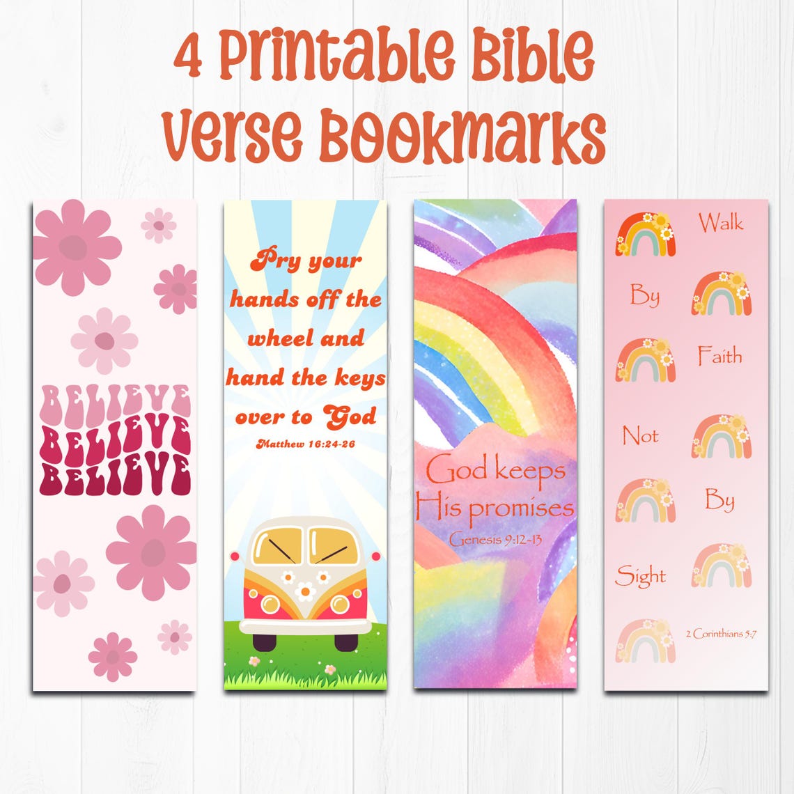 Retro Bible Verse Printable Bookmarks, Bible Printable Bookmarks, Retro ...