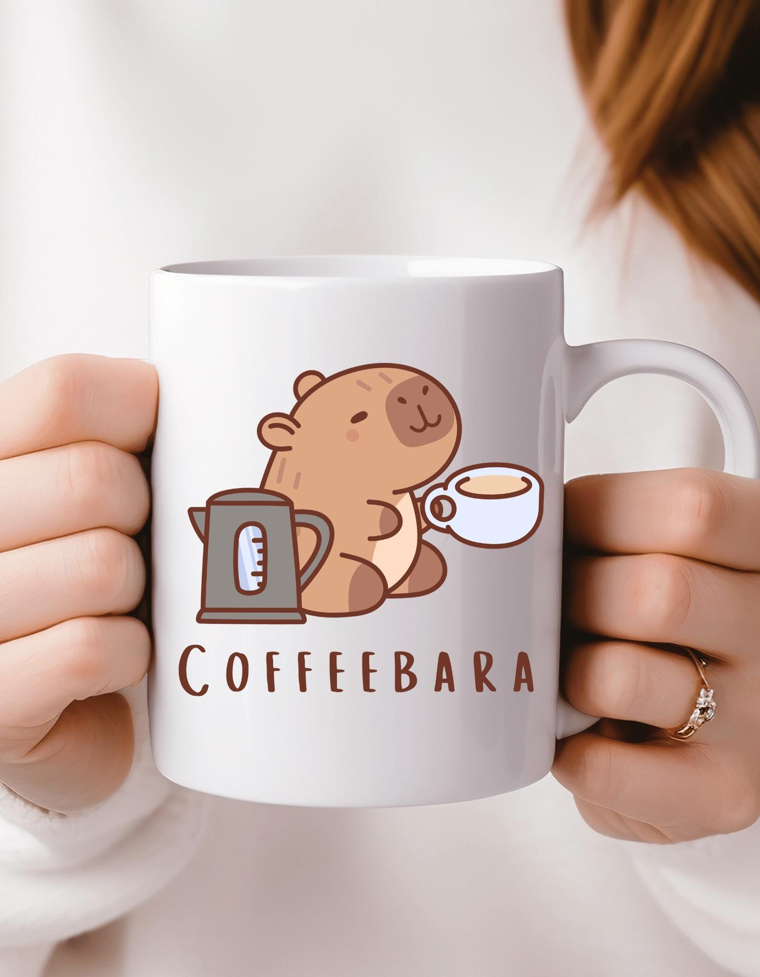 Coffeebara Mug, Coffee and Capybara Mug, Ceramic Cup, Dishwasher Safe Mug, Gift for Coffee and ...