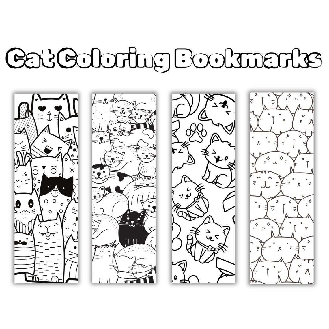 Cat Coloring Printable Bookmark, Cat Coloring Page, Coloring Printable ...