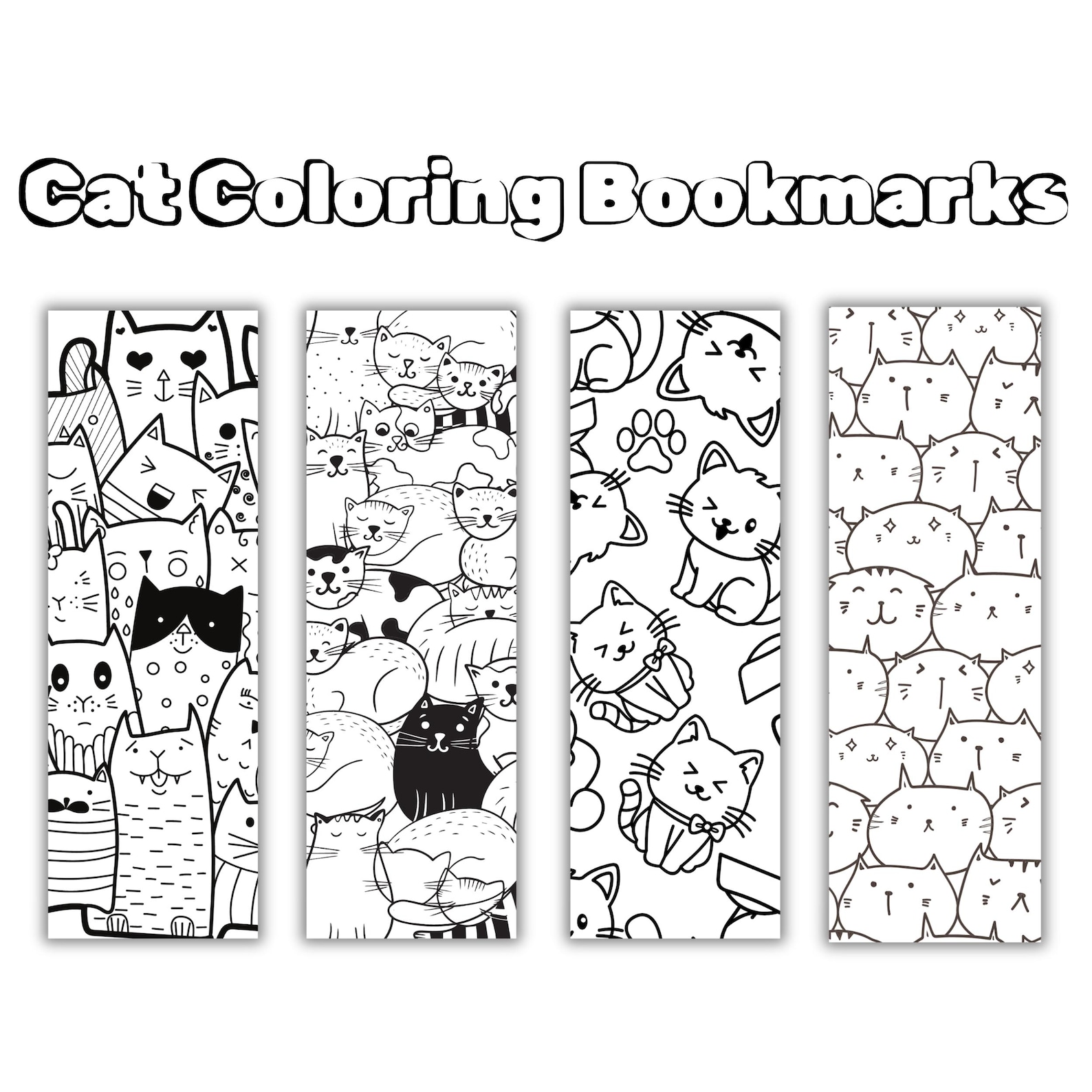 Cat Coloring Printable Bookmark, Cat Coloring Page, Coloring Printable ...