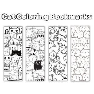 Cat Coloring Printable Bookmark, Cat Coloring Page, Coloring Printable ...