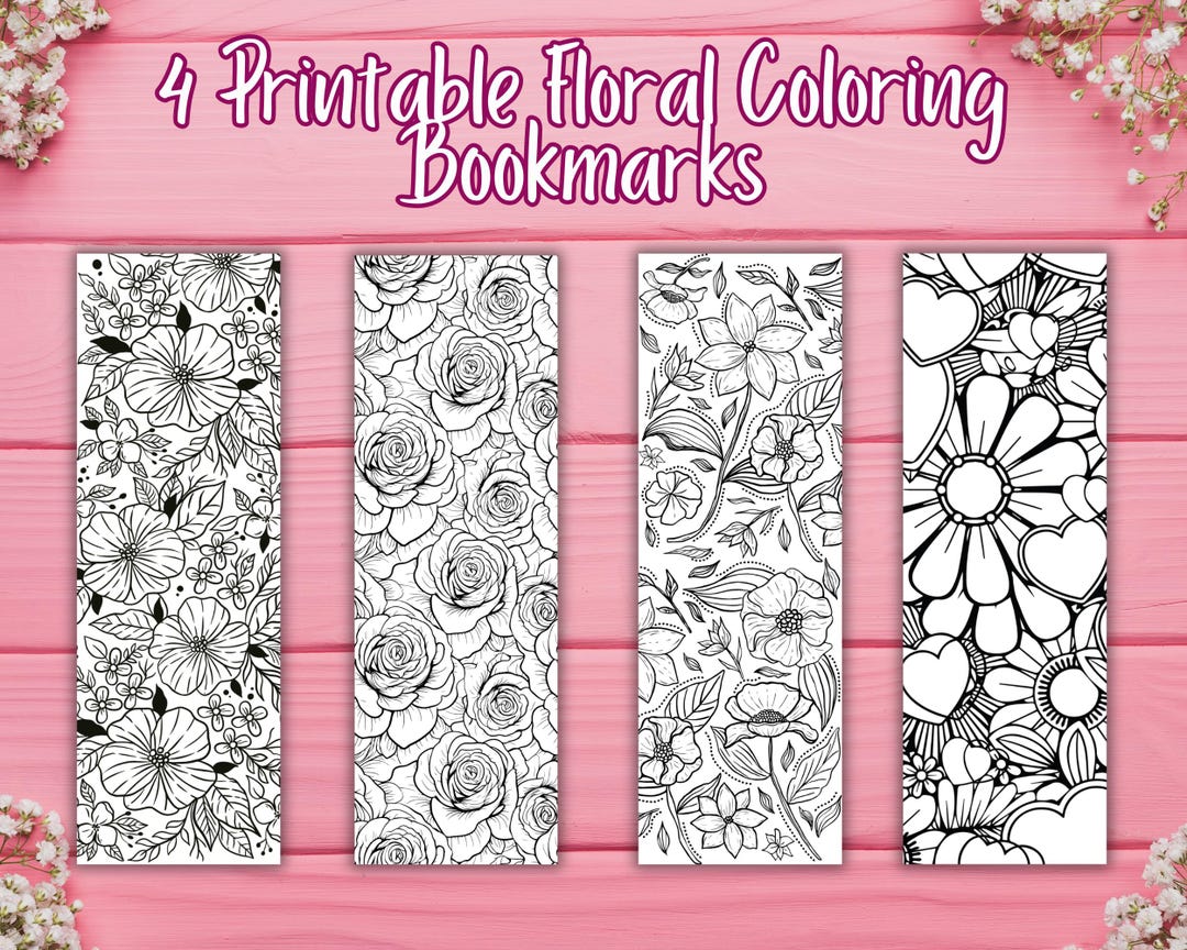 Printable Floral Coloring Bookmarks - Beautiful DIY Bookmark Pages for ...