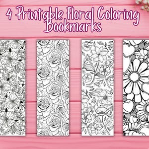 Printable Floral Coloring Bookmarks - Beautiful DIY Bookmark Pages for ...