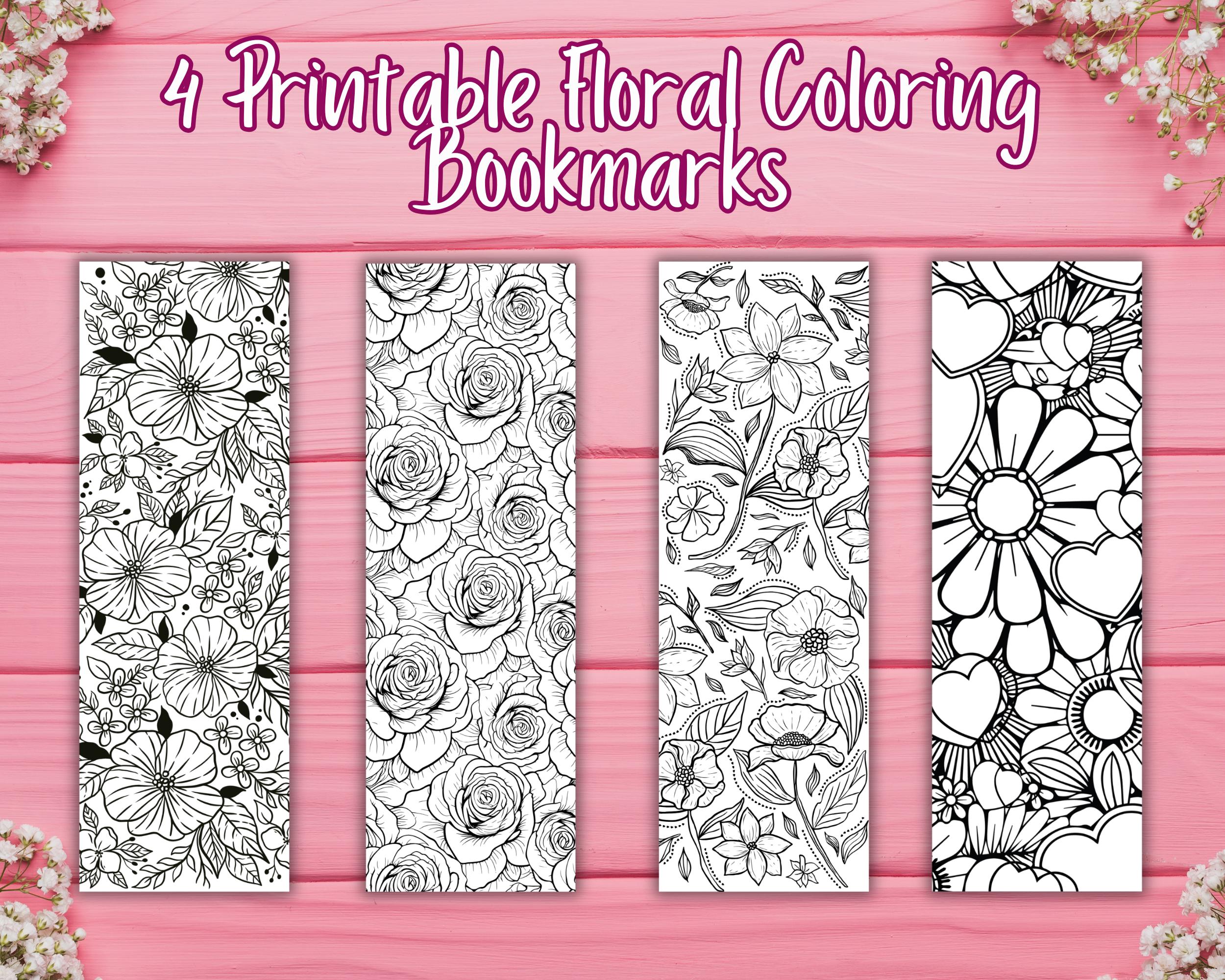 Printable Floral Coloring Bookmarks - Beautiful DIY Bookmark Pages for ...