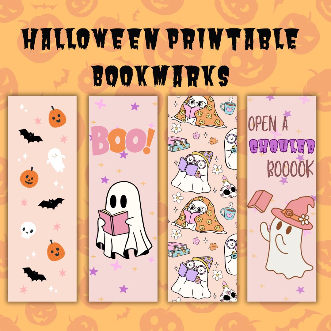 Cute Halloween Printable Bookmarks, Ghost Bookmarks, Cute Printable ...
