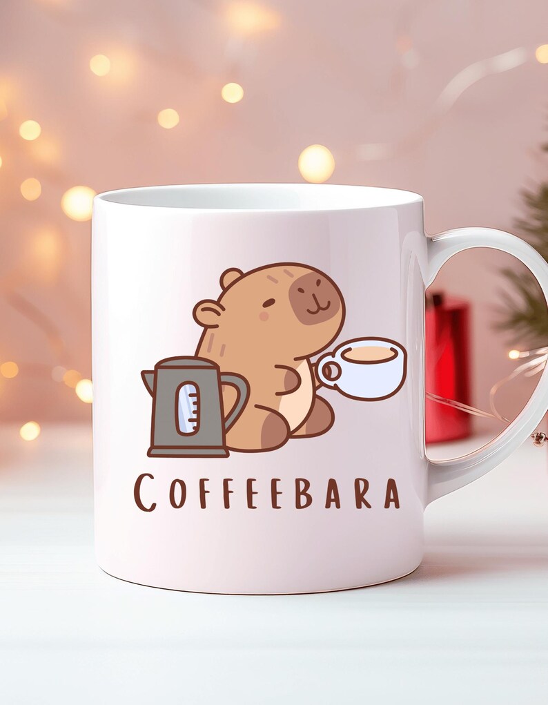 Coffeebara Mug, Coffee and Capybara Mug, Ceramic Cup, Dishwasher Safe ...