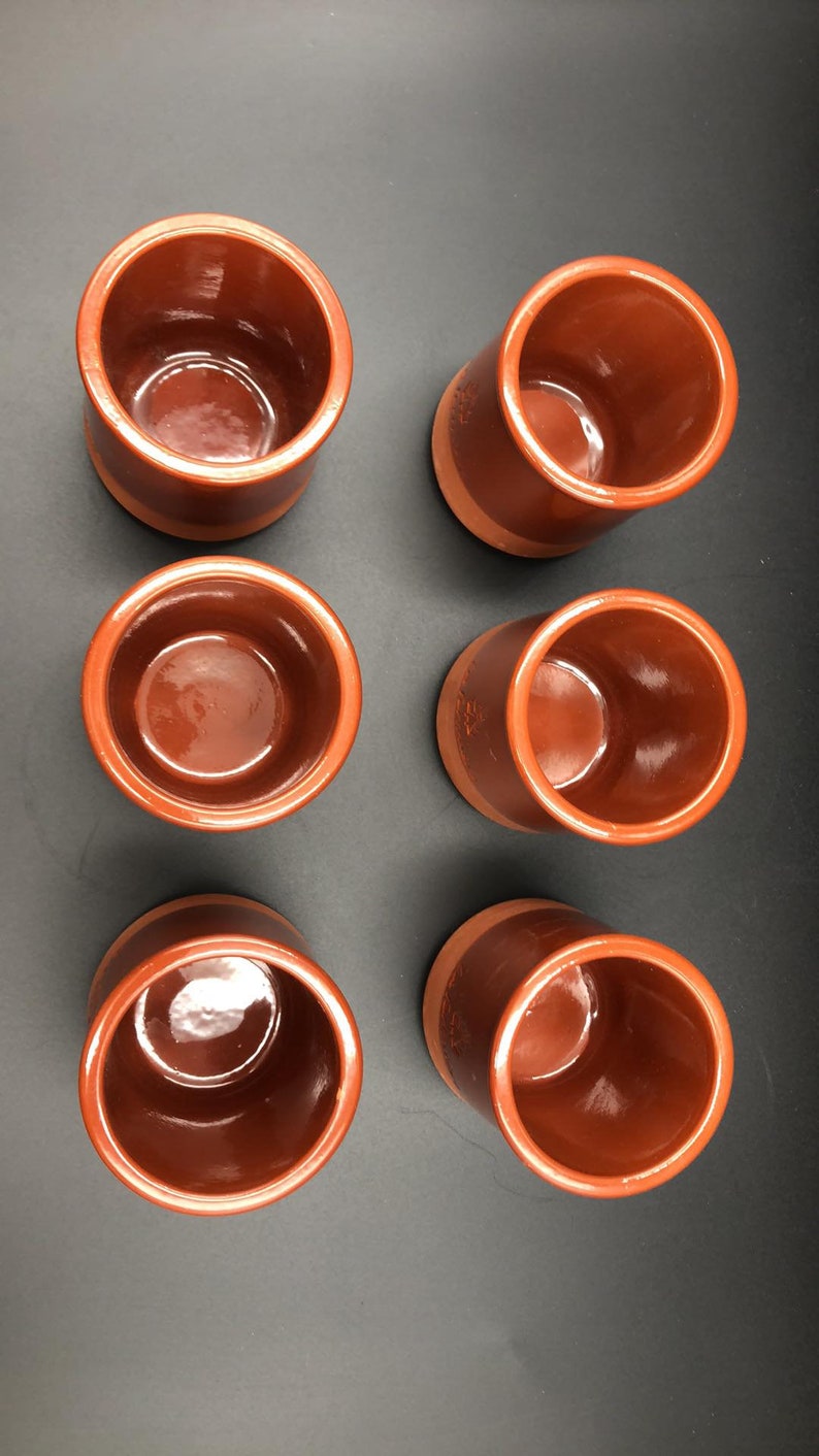 Cermer "la Fermière" Vintage / Earthenware / Set of 6 Brown Glazed ...