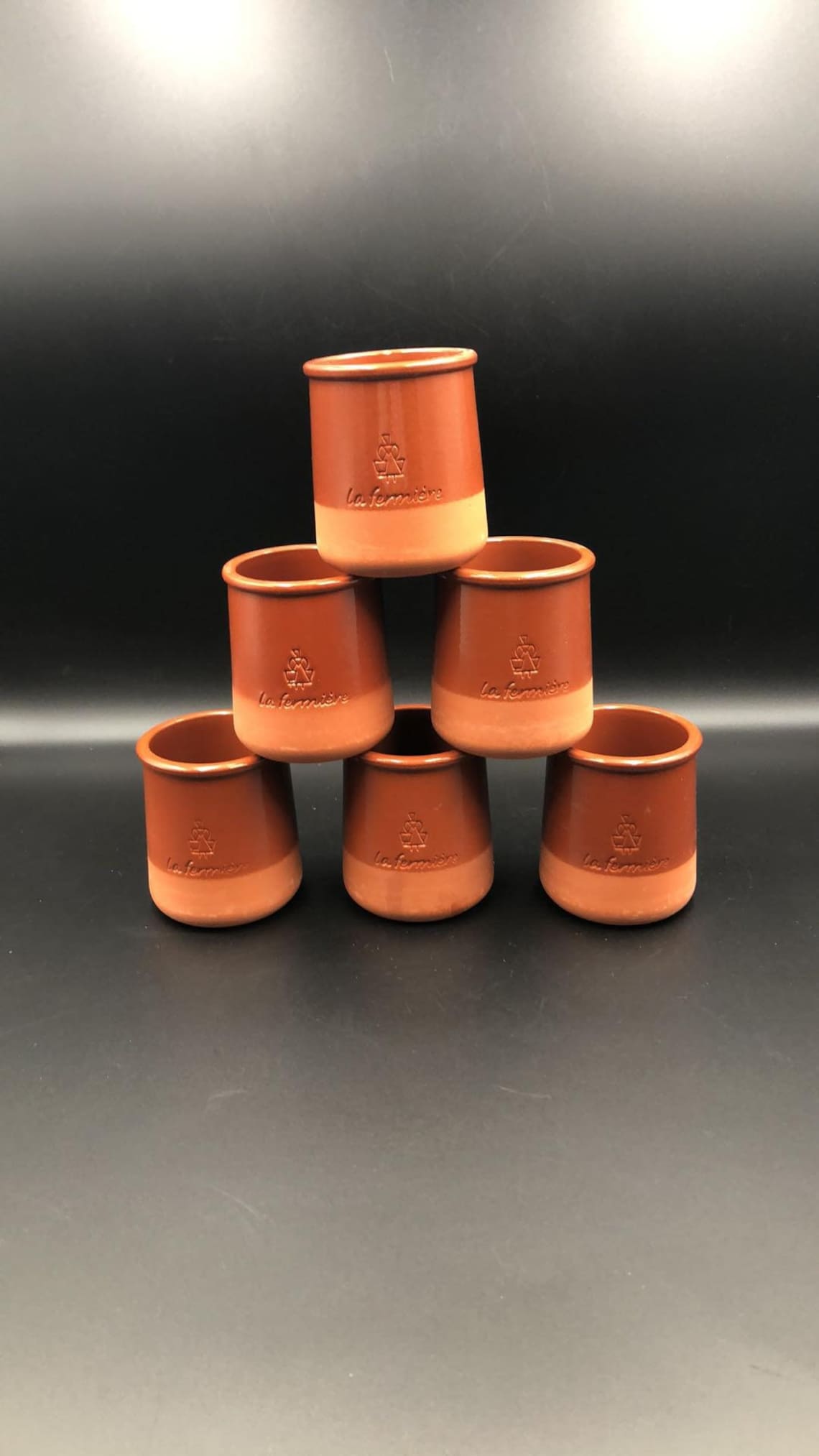 Cermer "la Fermière" Vintage / Earthenware / Set of 6 Brown Glazed ...