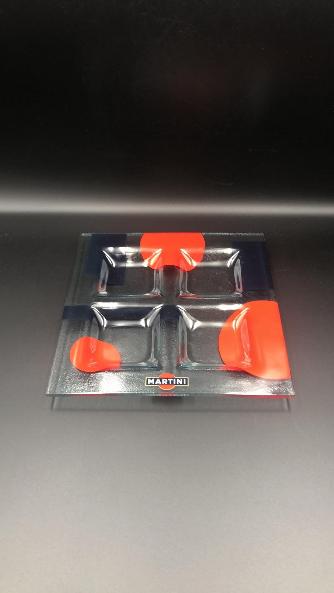 MARTINI Rare Appetizer Tray in Frosted Glass Made in France Vintage 80 ...