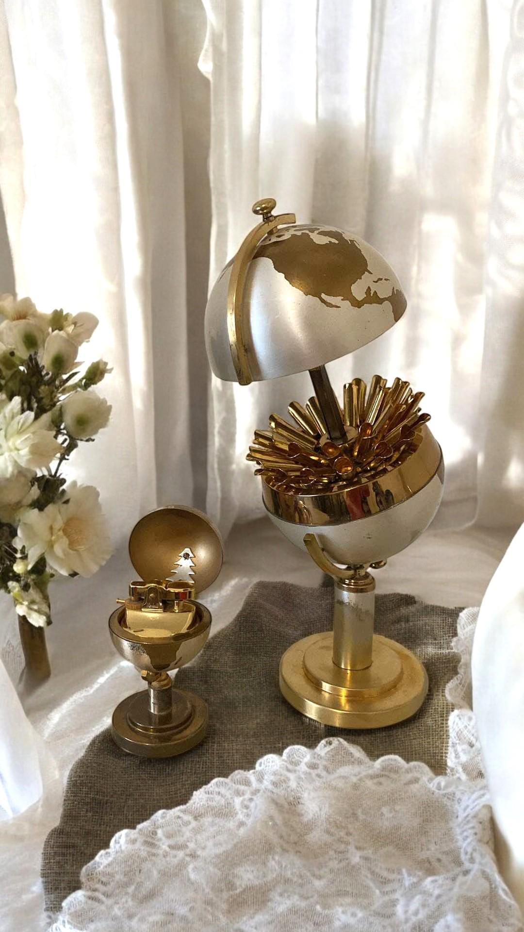 Vintage Globe Cigarette Dispenser and Lighter - Antique Tabletop ...