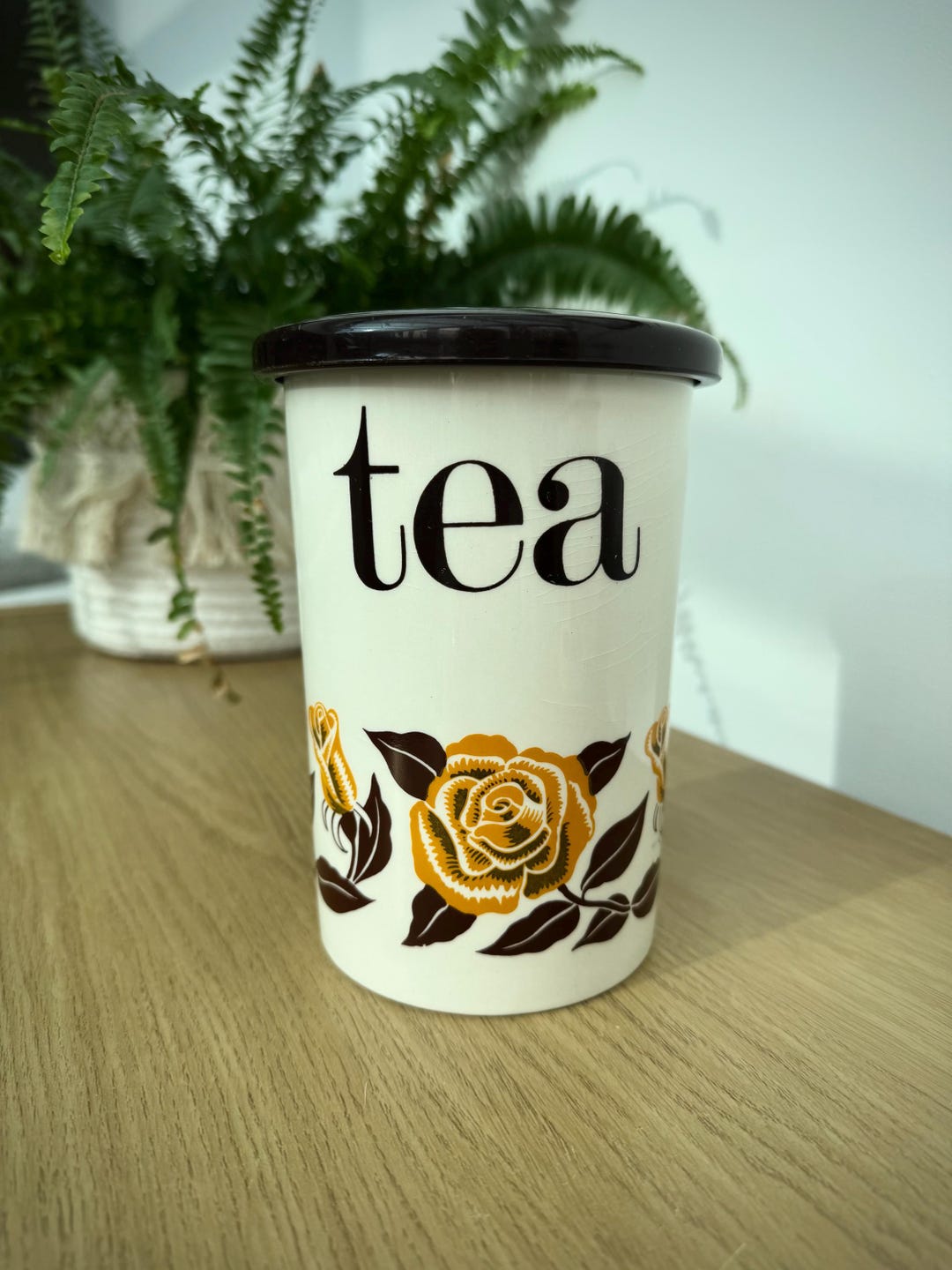 Vintage Crown Devon ‘yellow Rose’ Tea Canister Caddy Storage Jar. 1960 ...