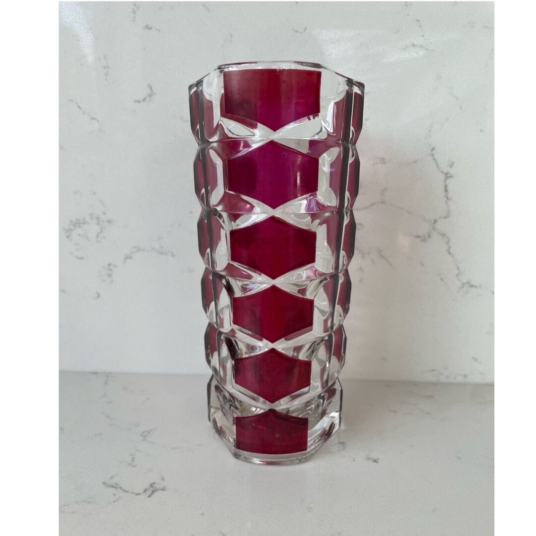 Vintage LUMINARC Pink Cerise Red Glass Vase. 1970's - Etsy