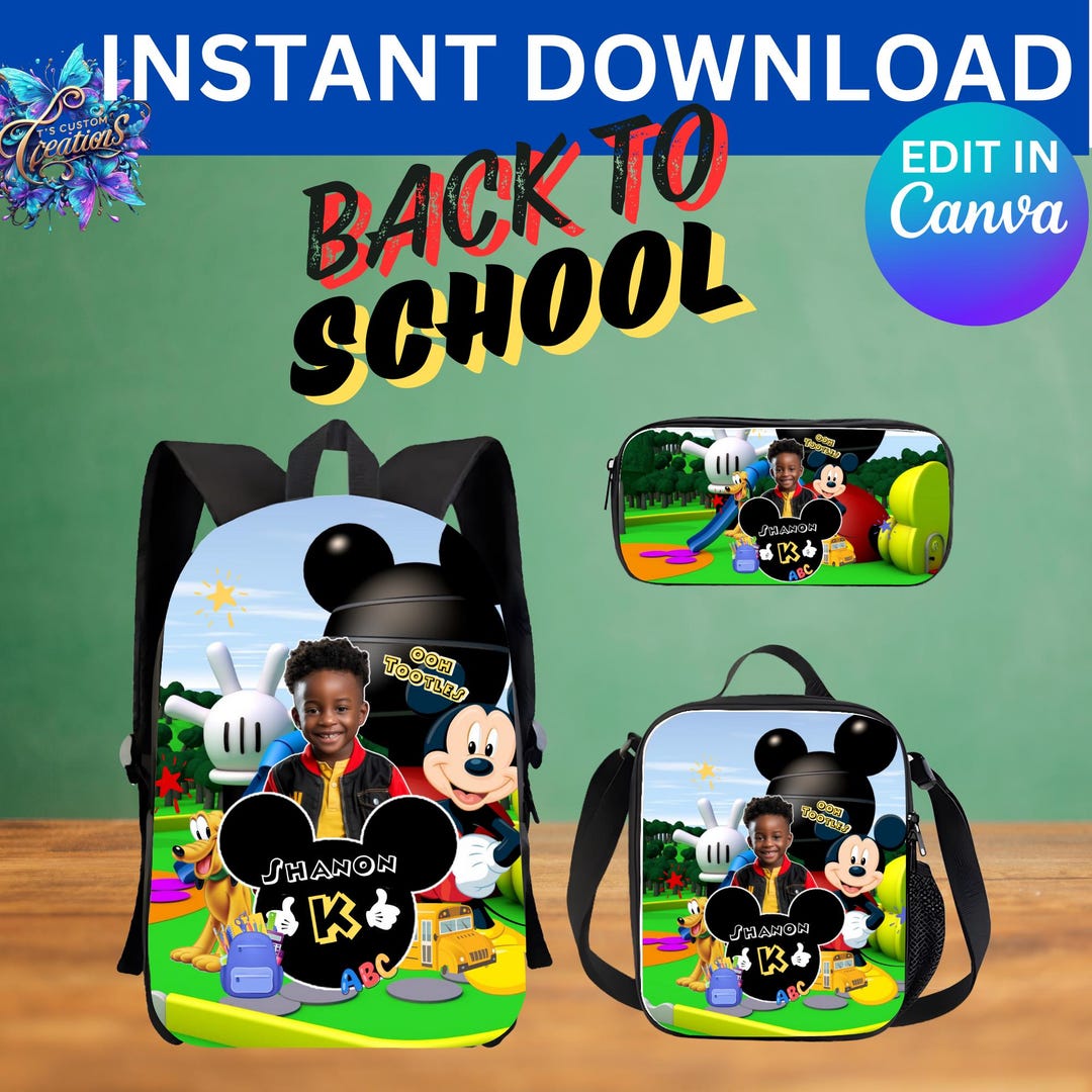 Back to School Mickey Editable Template - Etsy