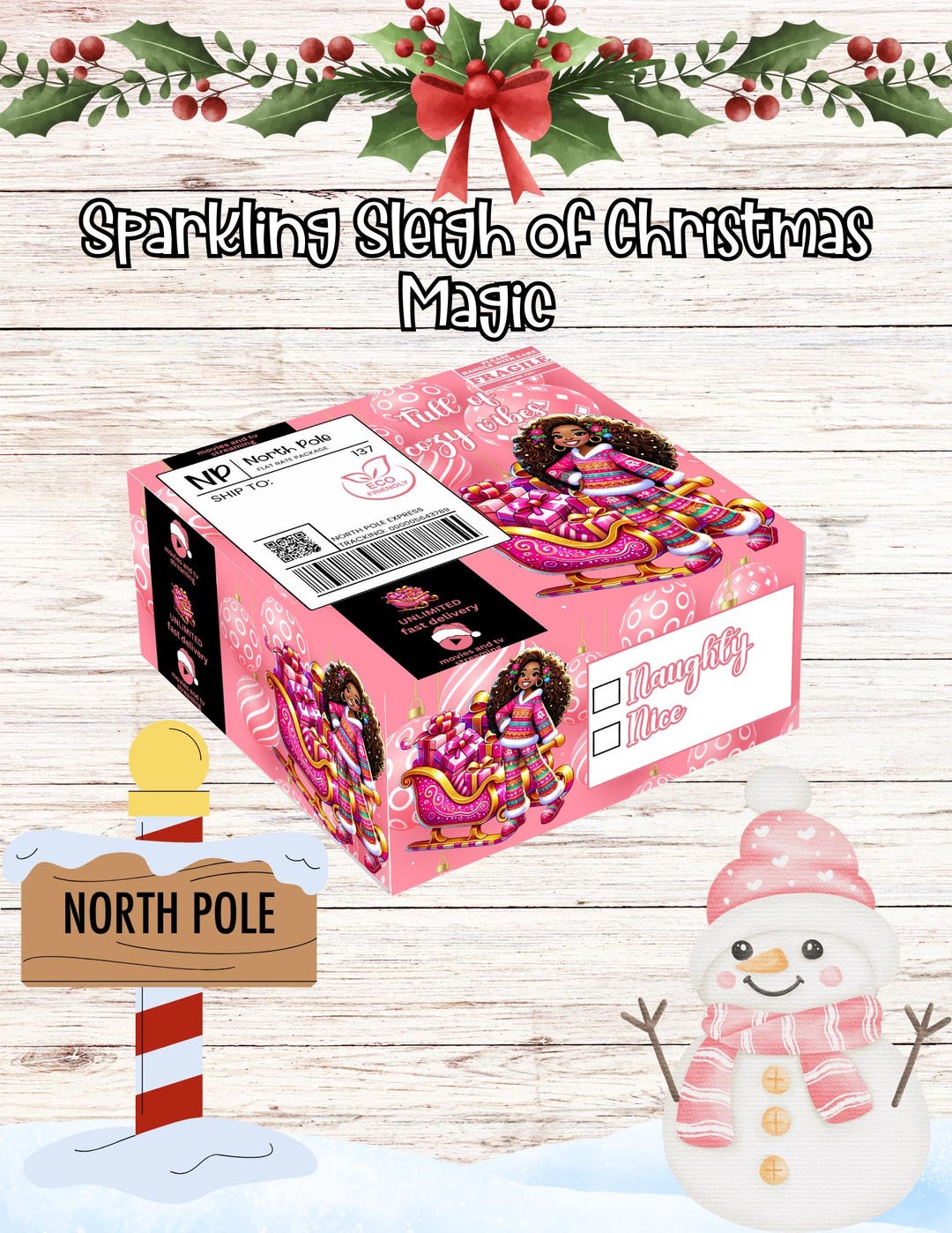 Christmas Eve Goodie Box Template- Digital File - Etsy