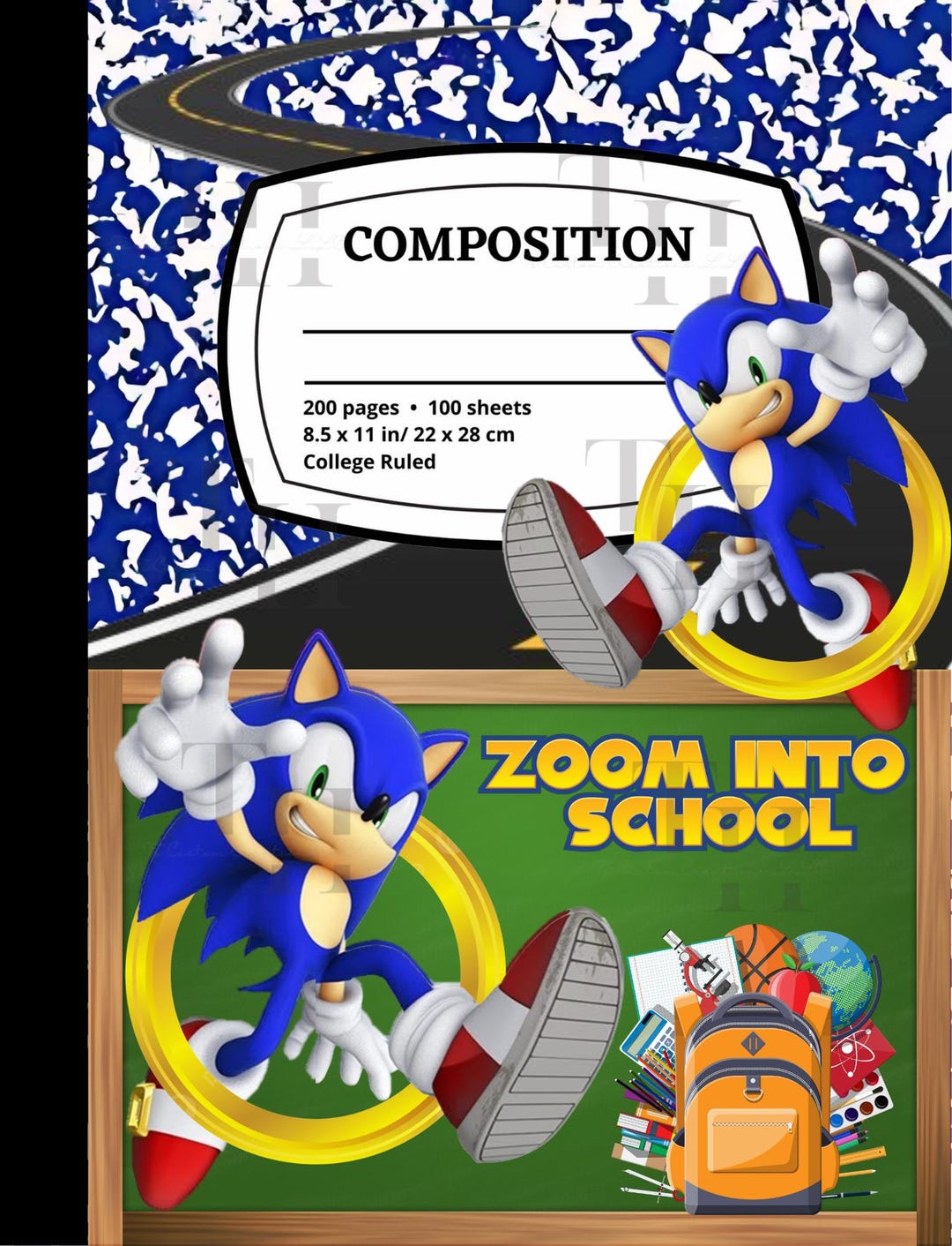 Sonic-inspired Back to School Composition Notebook Cover - Etsy