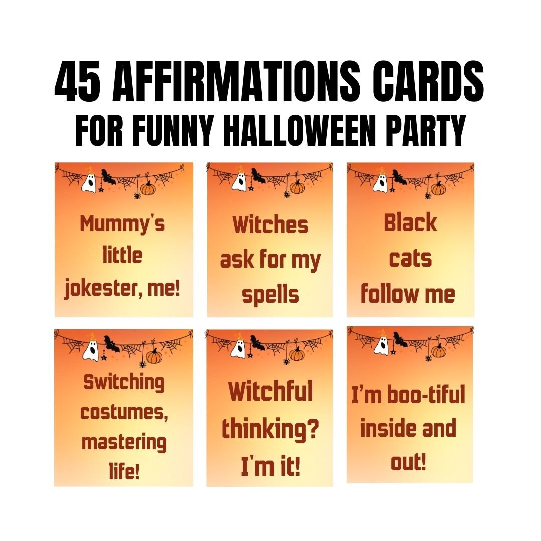 Halloween Unique Affirmations Cards Spooky Gift Pumpkin Spice Party ...