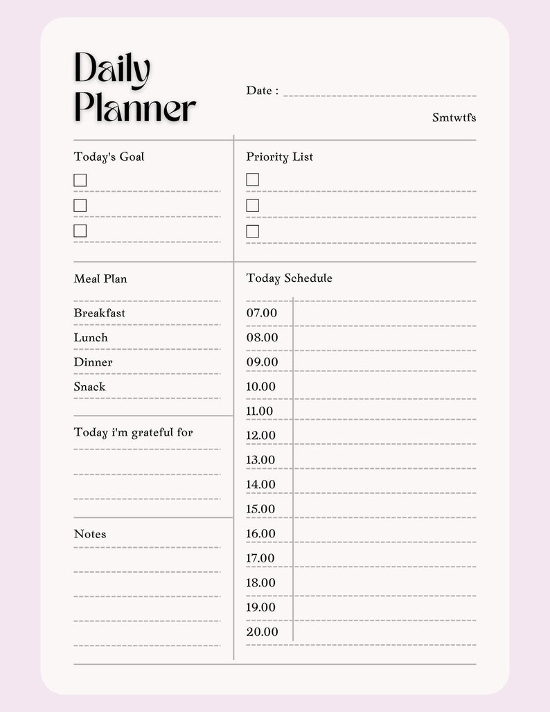 Daily Planner Printable Scheduler Increase Your Productivity - Etsy