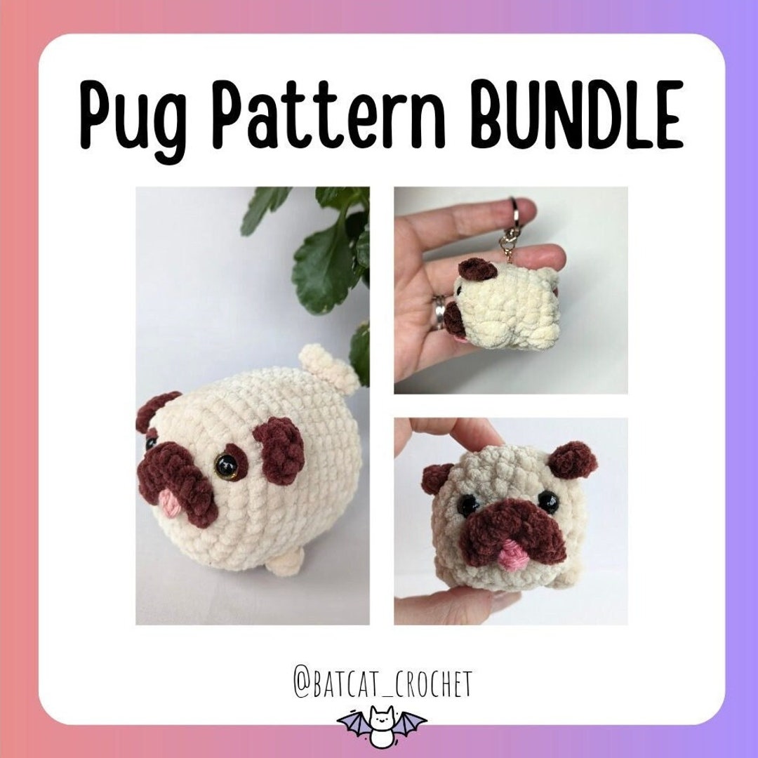 Pug Crochet PATTERN Bundle, Amigurumi Pattern, Crochet Pug Plushie ...