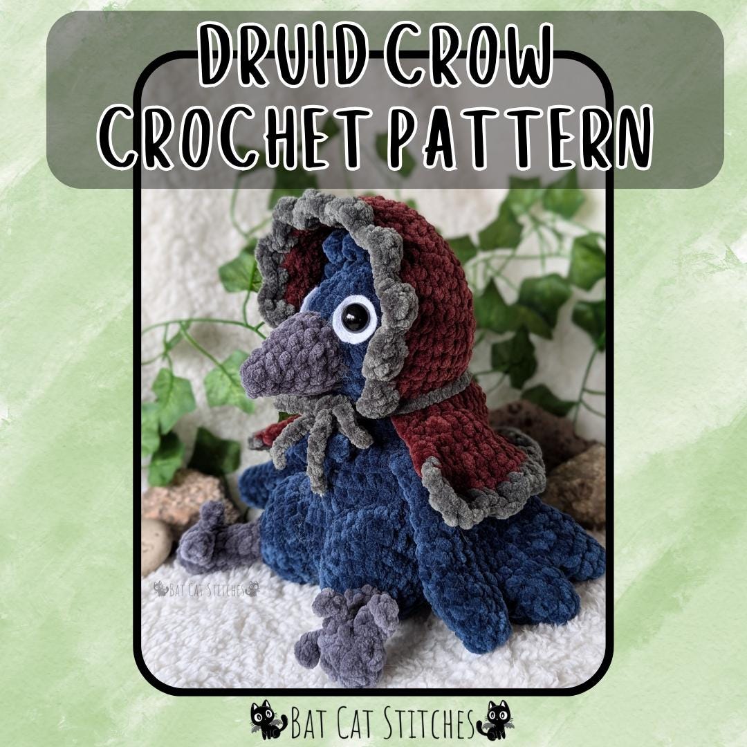 Crow Bird Crochet PATTERN, Amigurumi Pattern, Crochet Druid Plushie ...