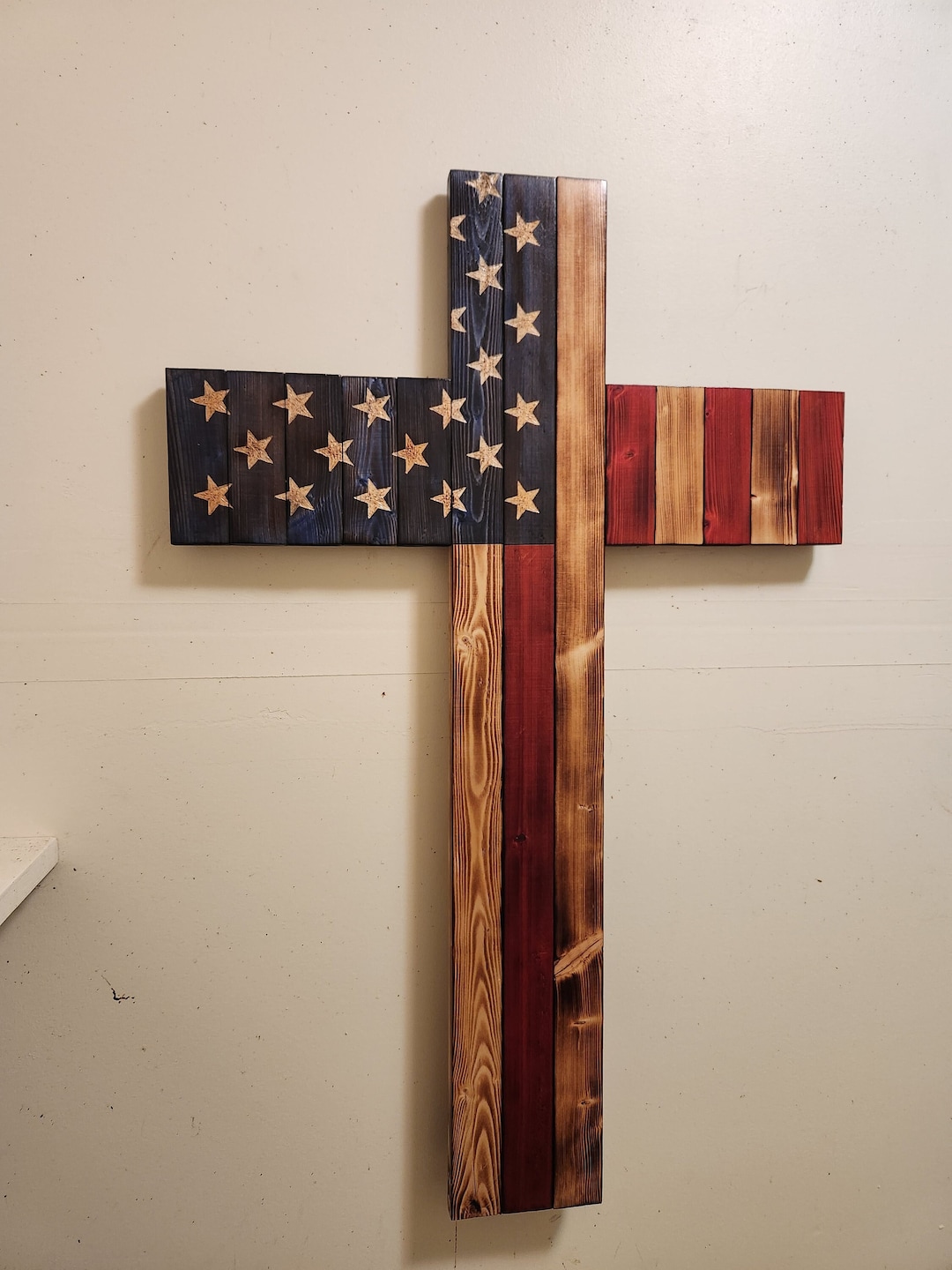 American Flag Wood Cross - Etsy