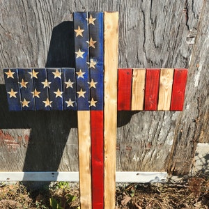 American Flag Wood Cross - Etsy