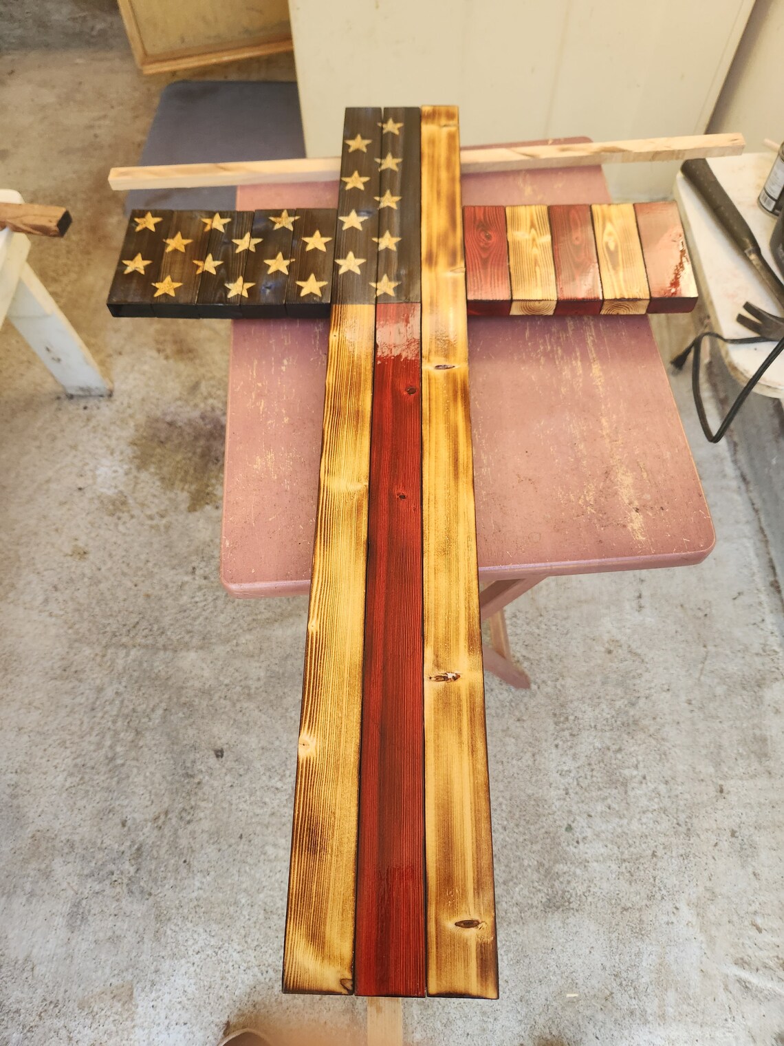 American Flag Wood Cross - Etsy
