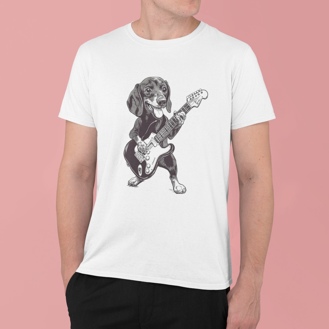 Wiener Dog Playing Guitar Shirt | Animal Playing Guitar Tshirt | Music ...
