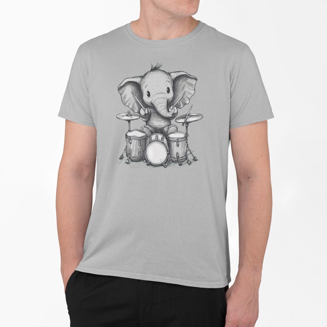 Elephant Playing Drums Shirt | Animal Playing Drums Tshirt | Music Tee ...