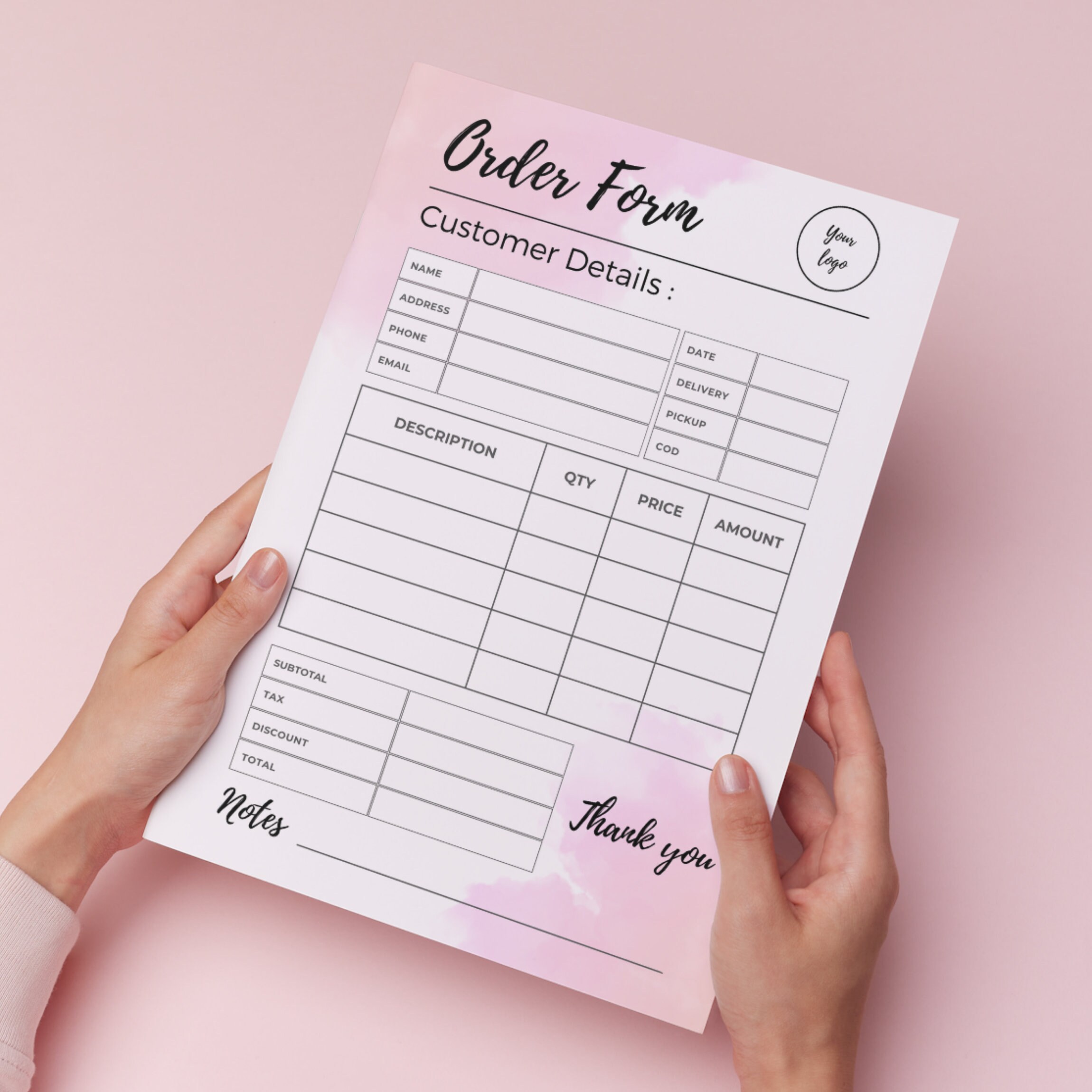 Order Form Printable Editable Order Form Template Small - Etsy