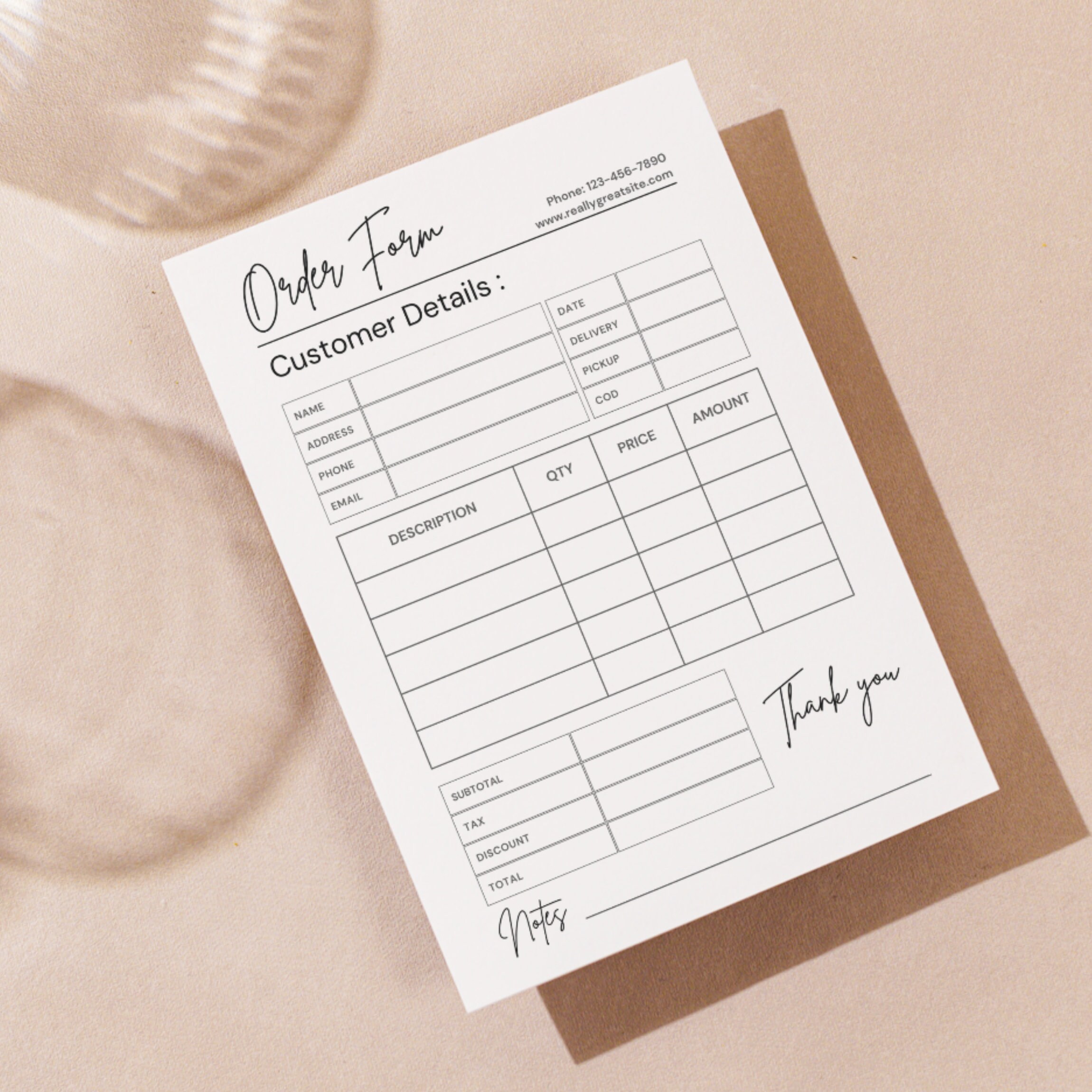 Order Form Template Editable Customer Order Form Printable - Etsy