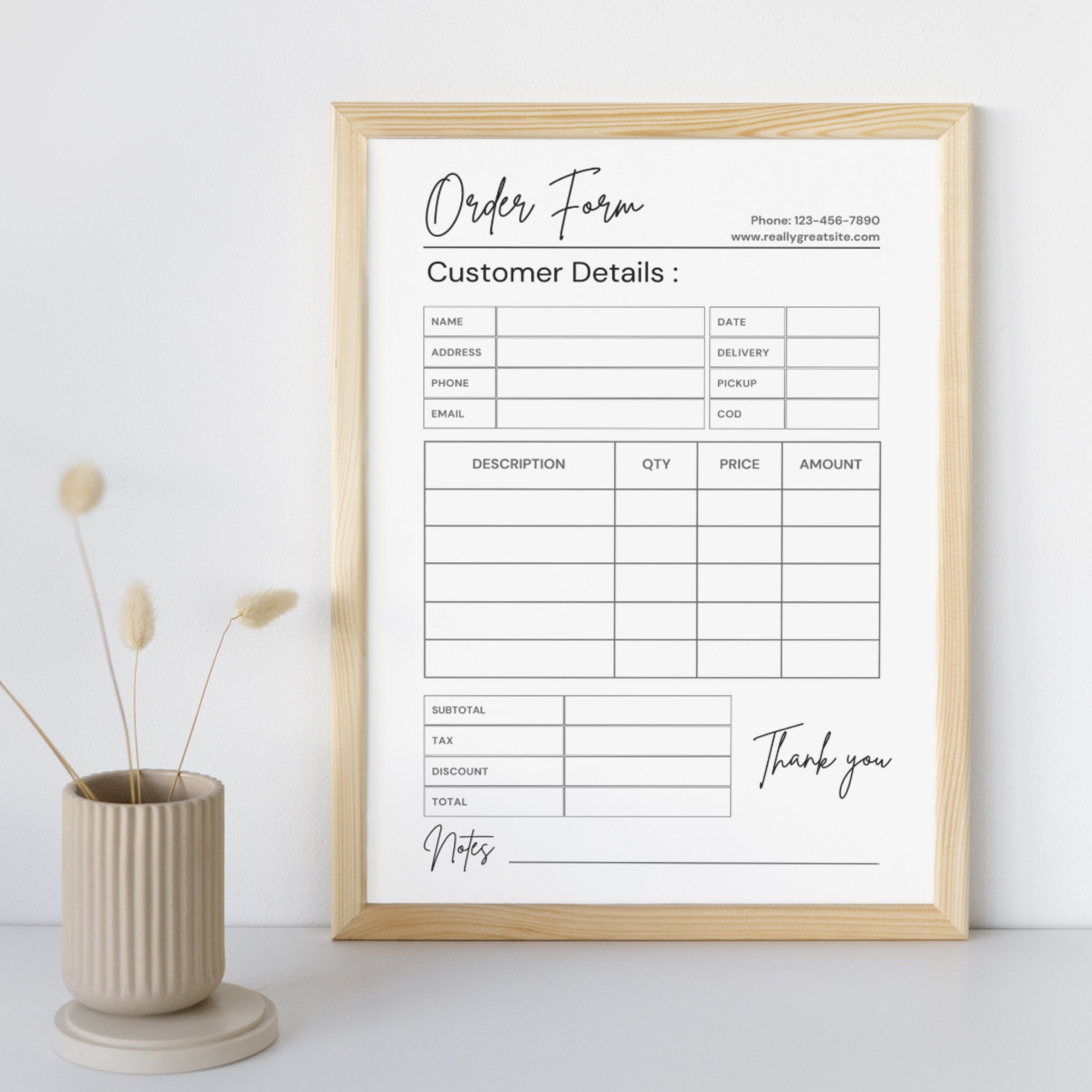 Order Form Template Editable Customer Order Form Printable - Etsy