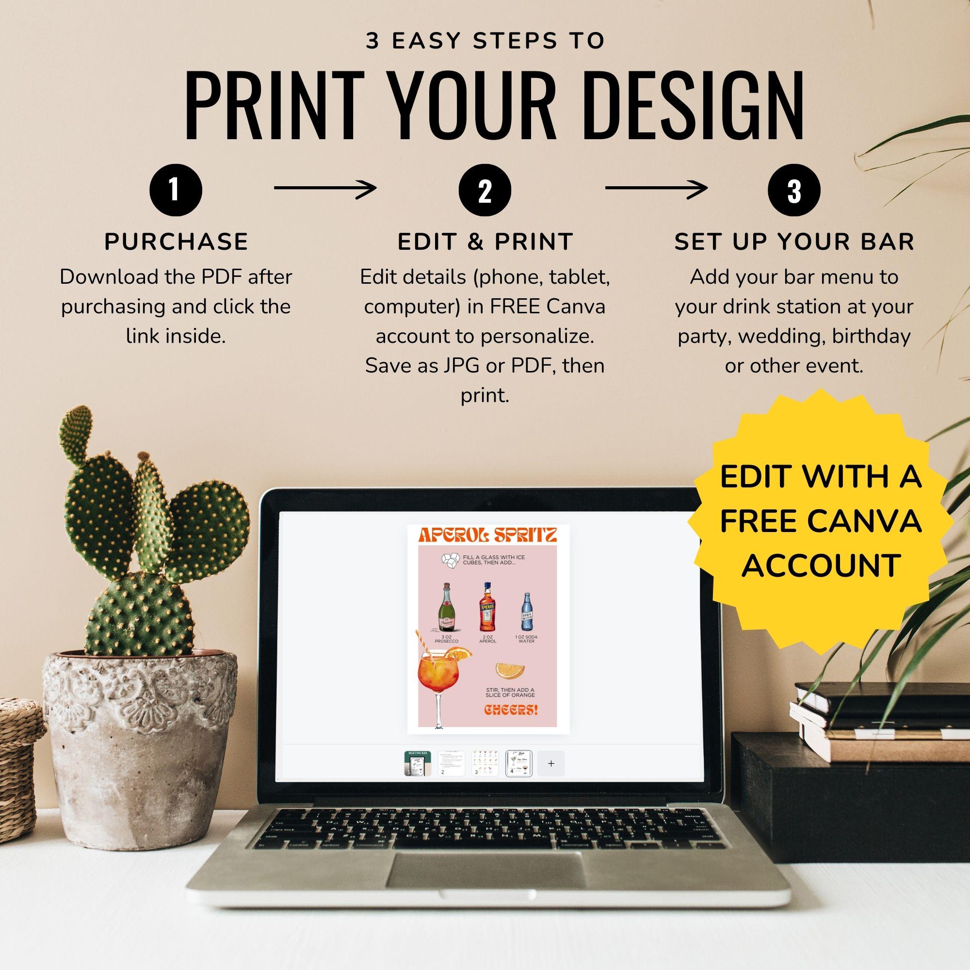 Aperol Spritz Bar Sign Template, Spritz Station DIY Cocktail Recipe ...