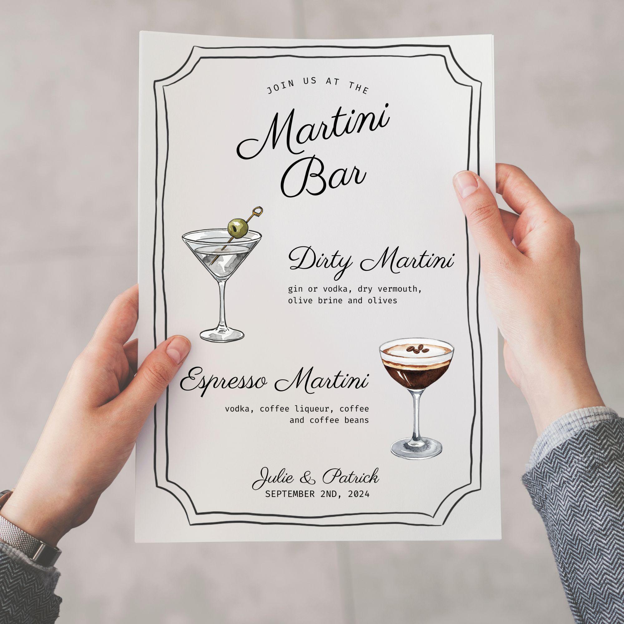 Martini Bar Sign Wedding Printable, Espresso Martini Signature Drink ...