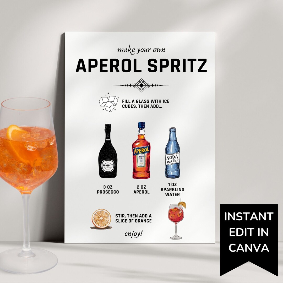 Make Your Own Aperol Spritz Sign, Editable Bar Sign Spritz Station ...