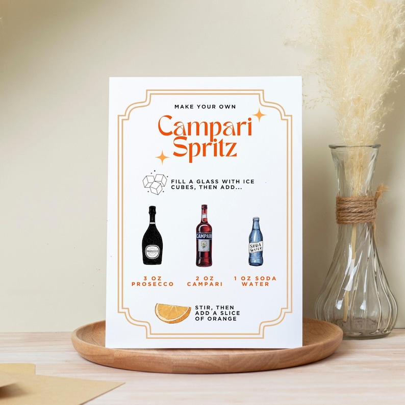 Campari Spritz Bar Sign Printable, Spritz Station Cocktail Recipe Card ...