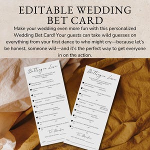 Place Your Bet Wedding Prop Bet Template, Reception Game for Guests ...