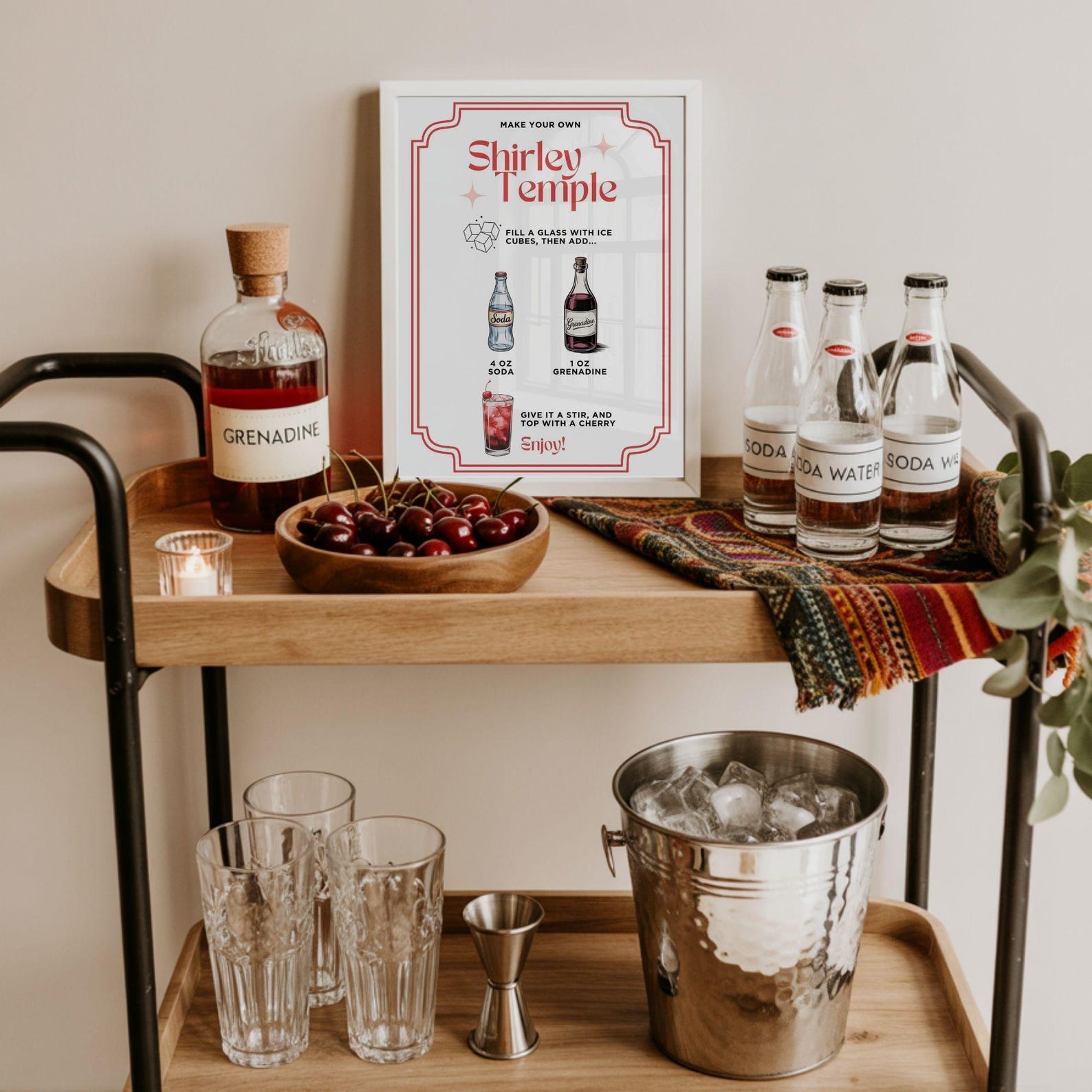 Shirley Temple Bar Sign Template, Drink Station Sign for Graduation ...