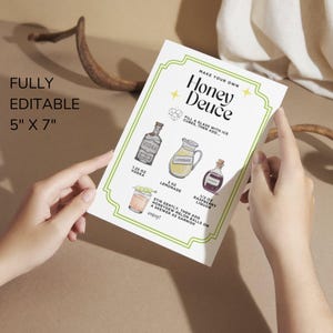 Honey Deuce Sign, Cocktail Recipe Template, Editable Cocktail Menu Card ...