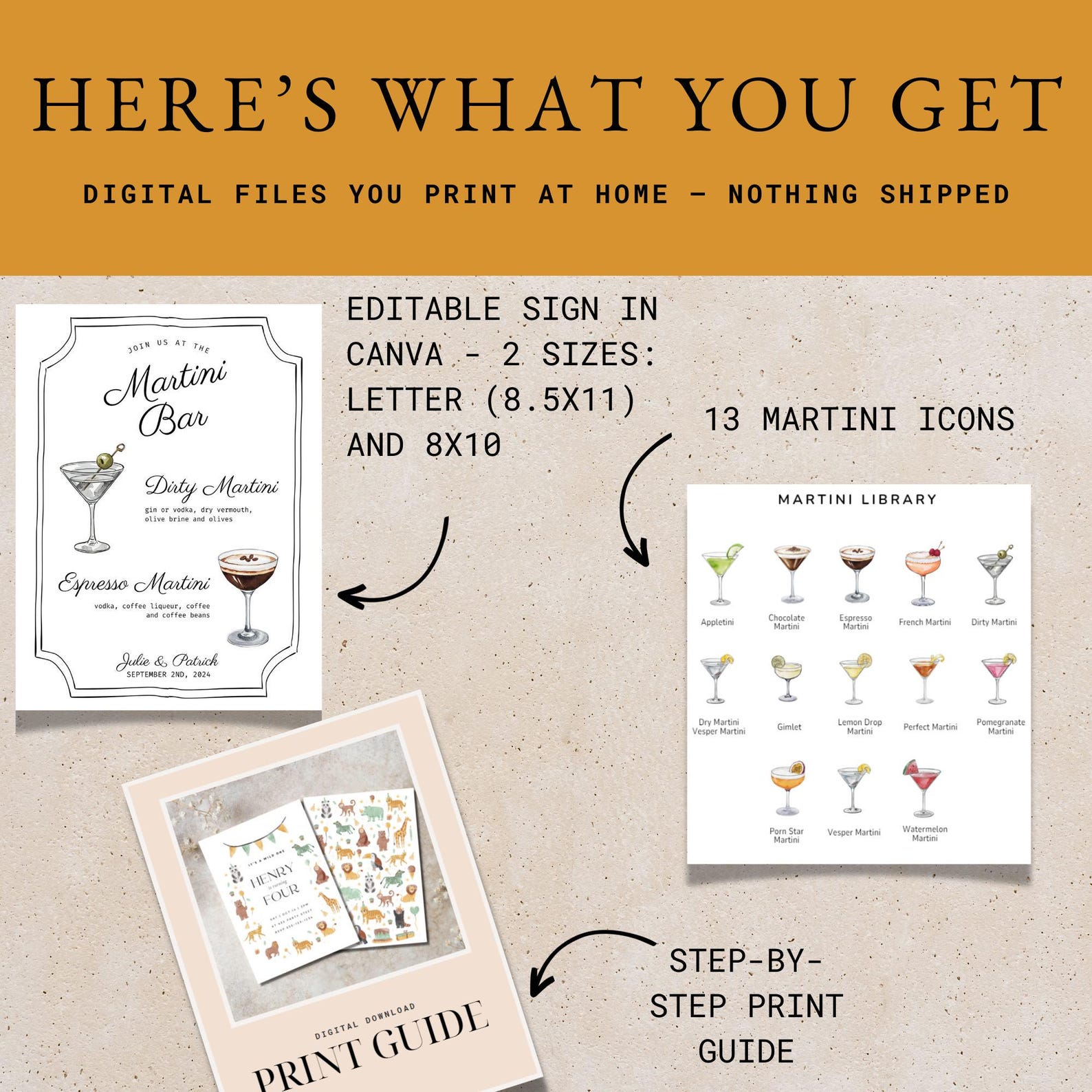 Martini Bar Sign Wedding Printable, Espresso Martini Signature Drink ...